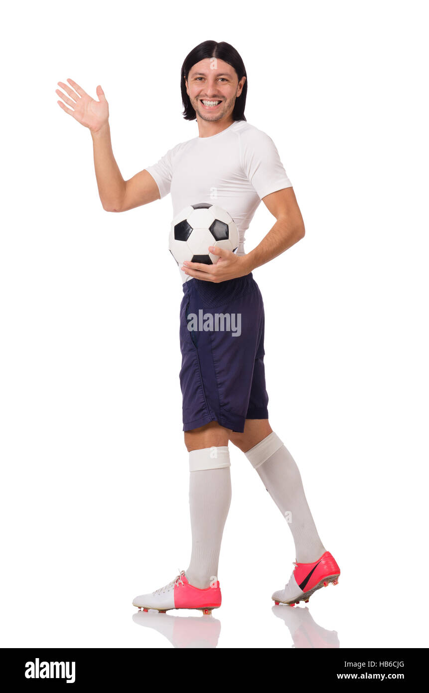Young footballer isolated on the white Stock Photo - Alamy