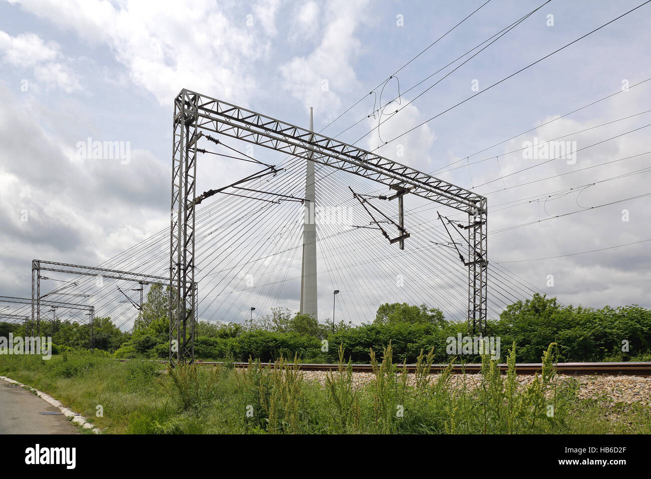 Train power lines hi-res stock photography and images - Alamy