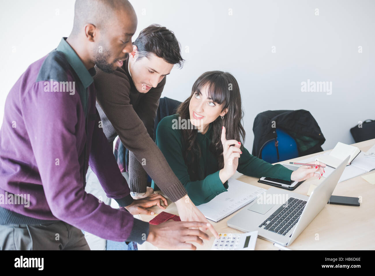 Multiracial business people working together connected with ...