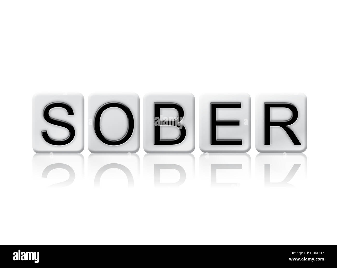 The word "Sober" written in tile letters isolated on a white background ...