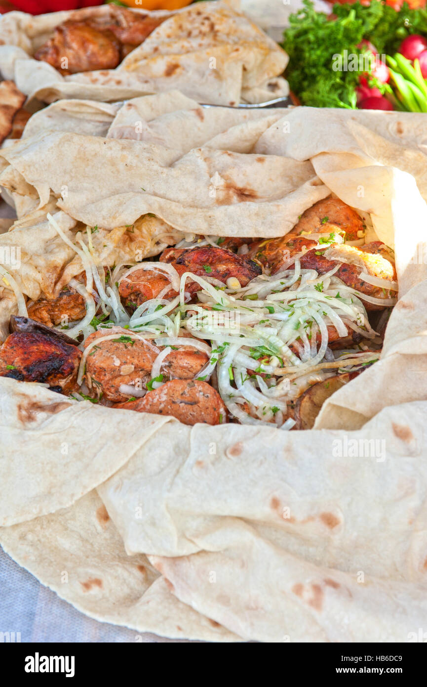 Delicious pork kebab Stock Photo - Alamy