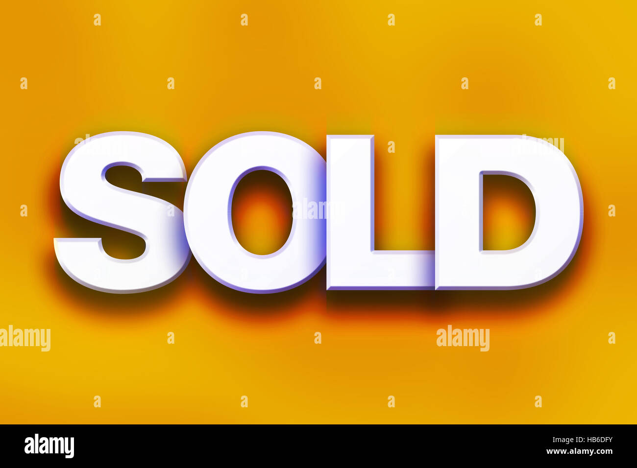 The word "Sold" written in white 3D letters on a colorful background ...