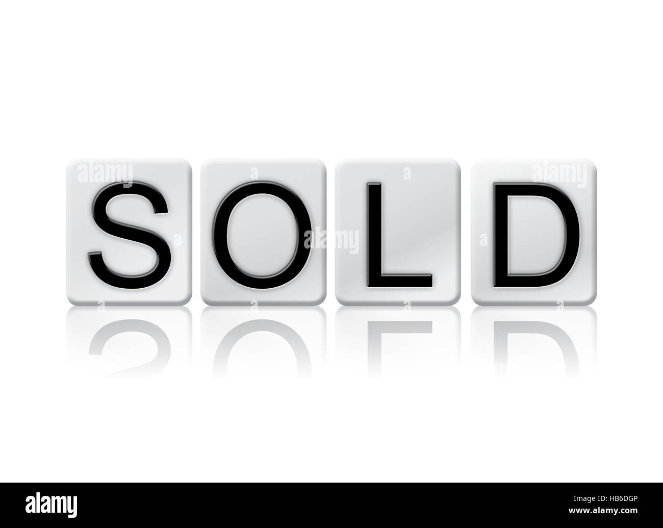 The word "Sold" written in tile letters isolated on a white background ...