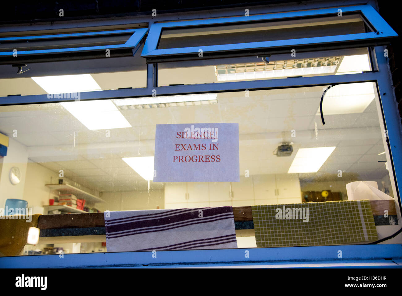 Exams in progress silence sign window classroom Stock Photo - Alamy