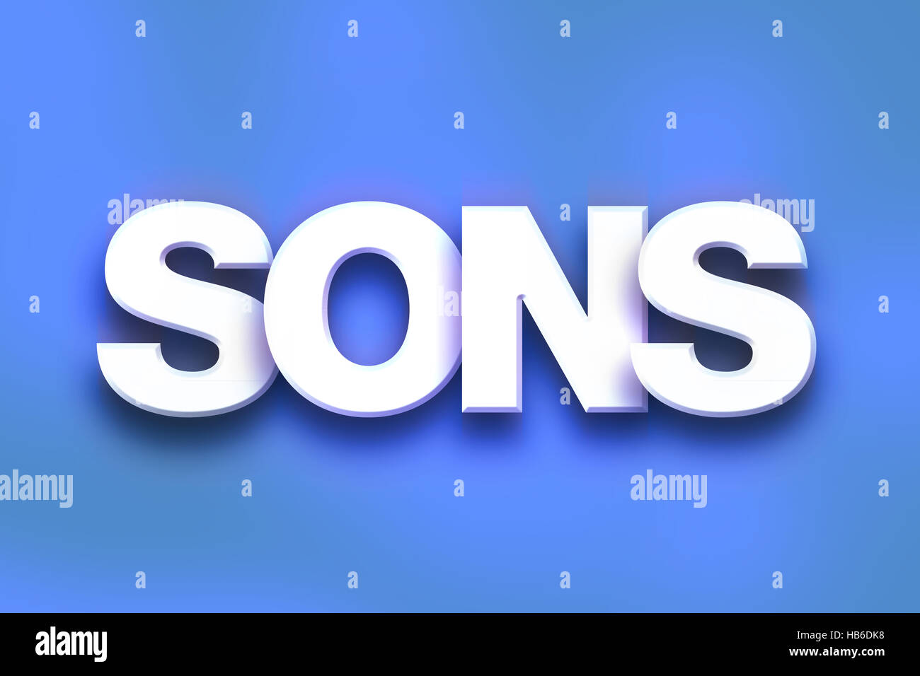 The word "Sons" written in white 3D letters on a colorful background ...