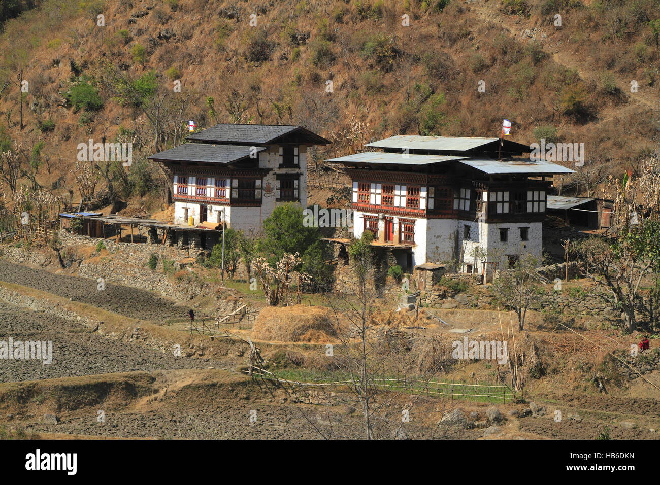 Countryside houses, Bhutan Stock Photo - Alamy