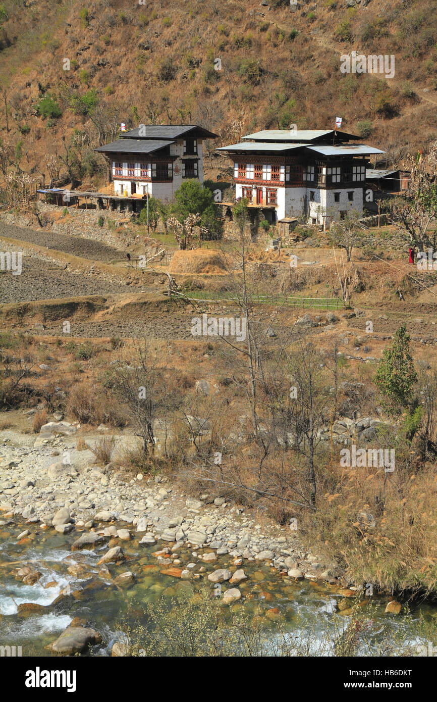Countryside houses, Bhutan Stock Photo - Alamy