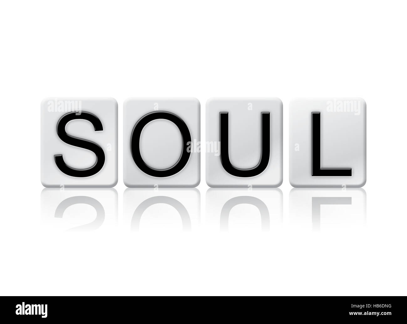 The word "Soul" written in tile letters isolated on a white background ...