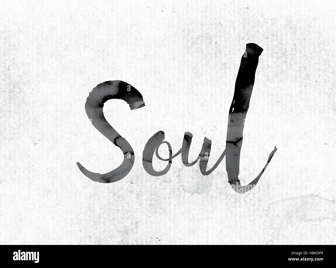 The word "Soul" concept and theme painted in watercolor ink on a white ...