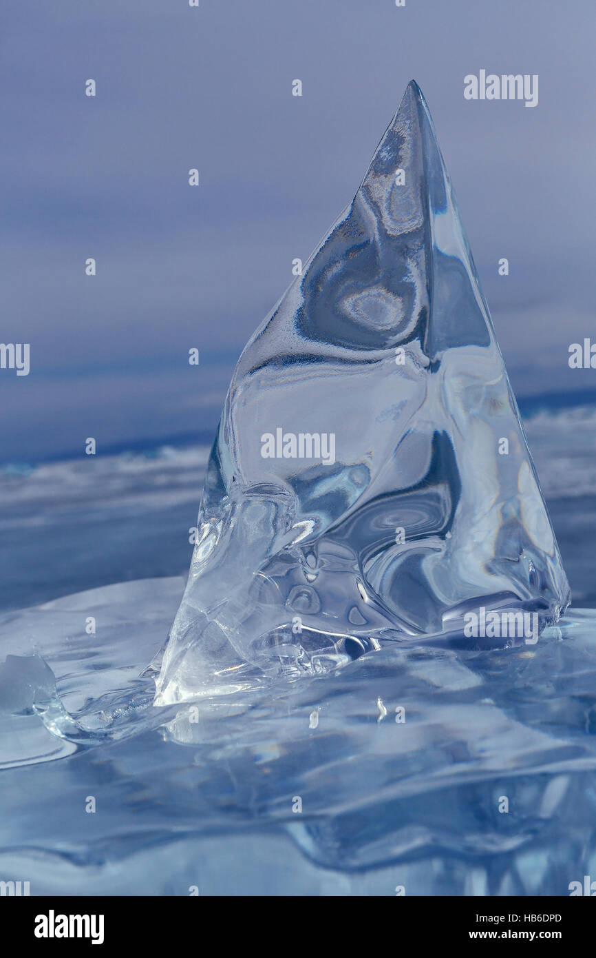 Beautiful transparent block of ice Stock Photo - Alamy