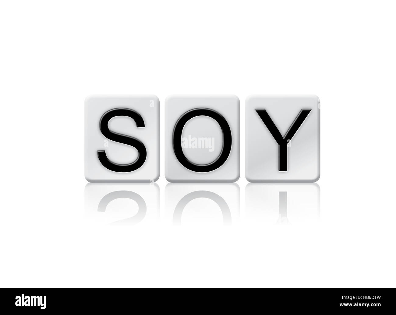 The word "Soy" written in tile letters isolated on a white background ...