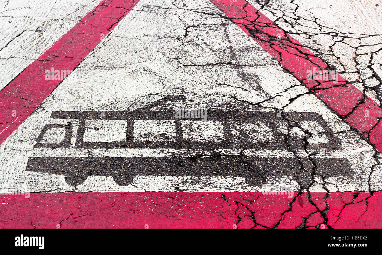Road sign streetcar Stock Photo - Alamy