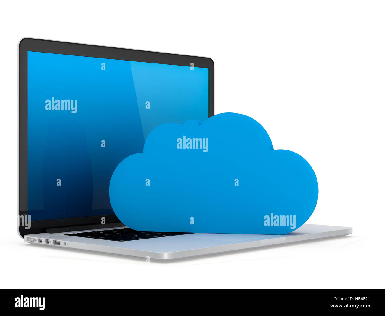 Laptop connected to cloud server Stock Photo - Alamy