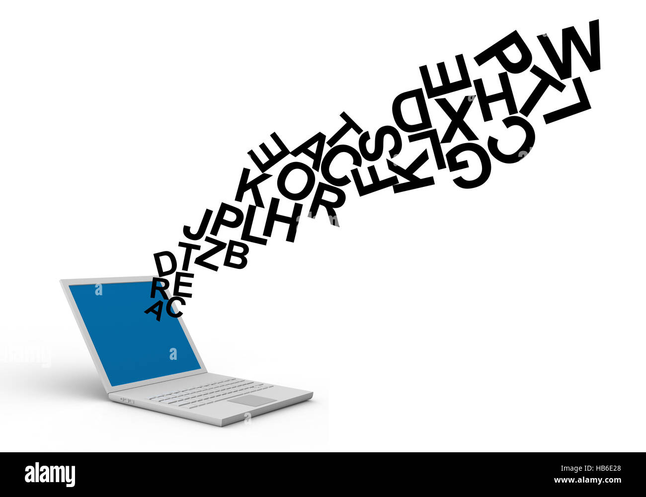 Letters from laptop Stock Photo - Alamy