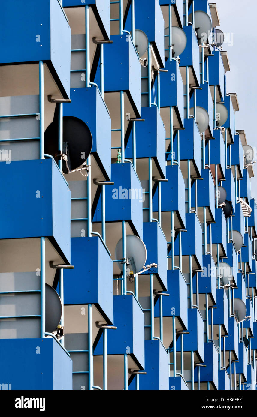Residential building with blue balconies Stock Photo - Alamy