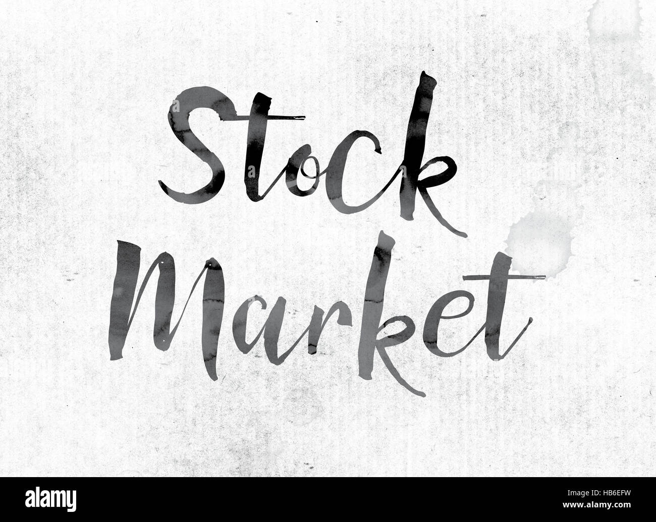 The word "Stock Market" concept and theme painted in watercolor ink on ...