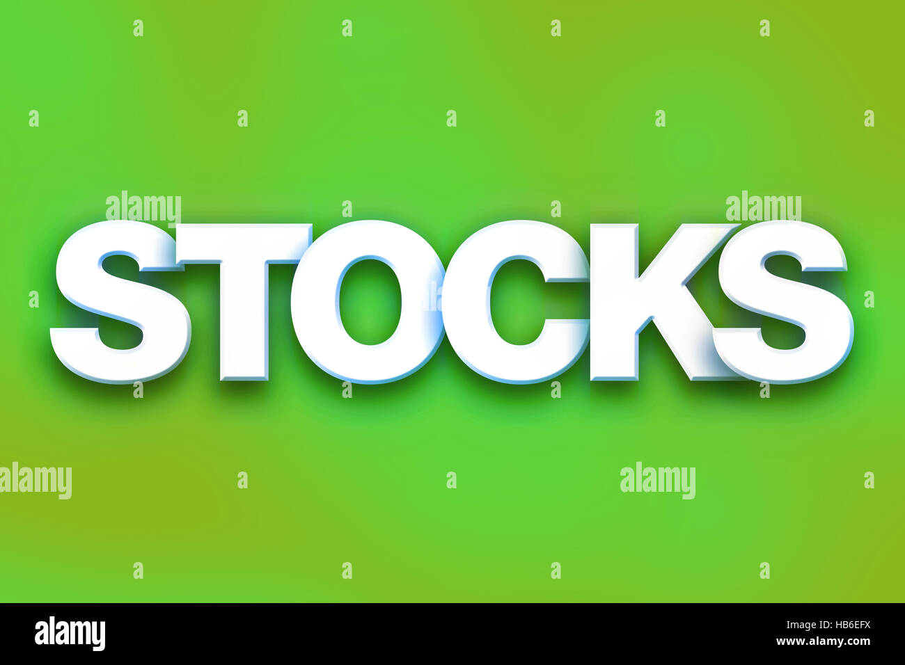 The word "Stocks" written in white 3D letters on a colorful background ...