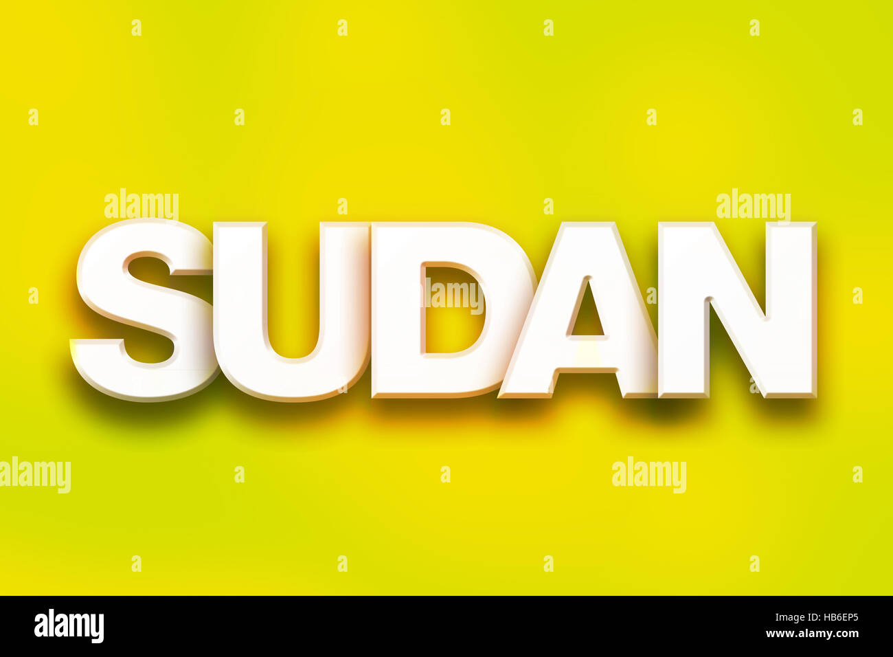 The word "Sudan" written in white 3D letters on a colorful background ...