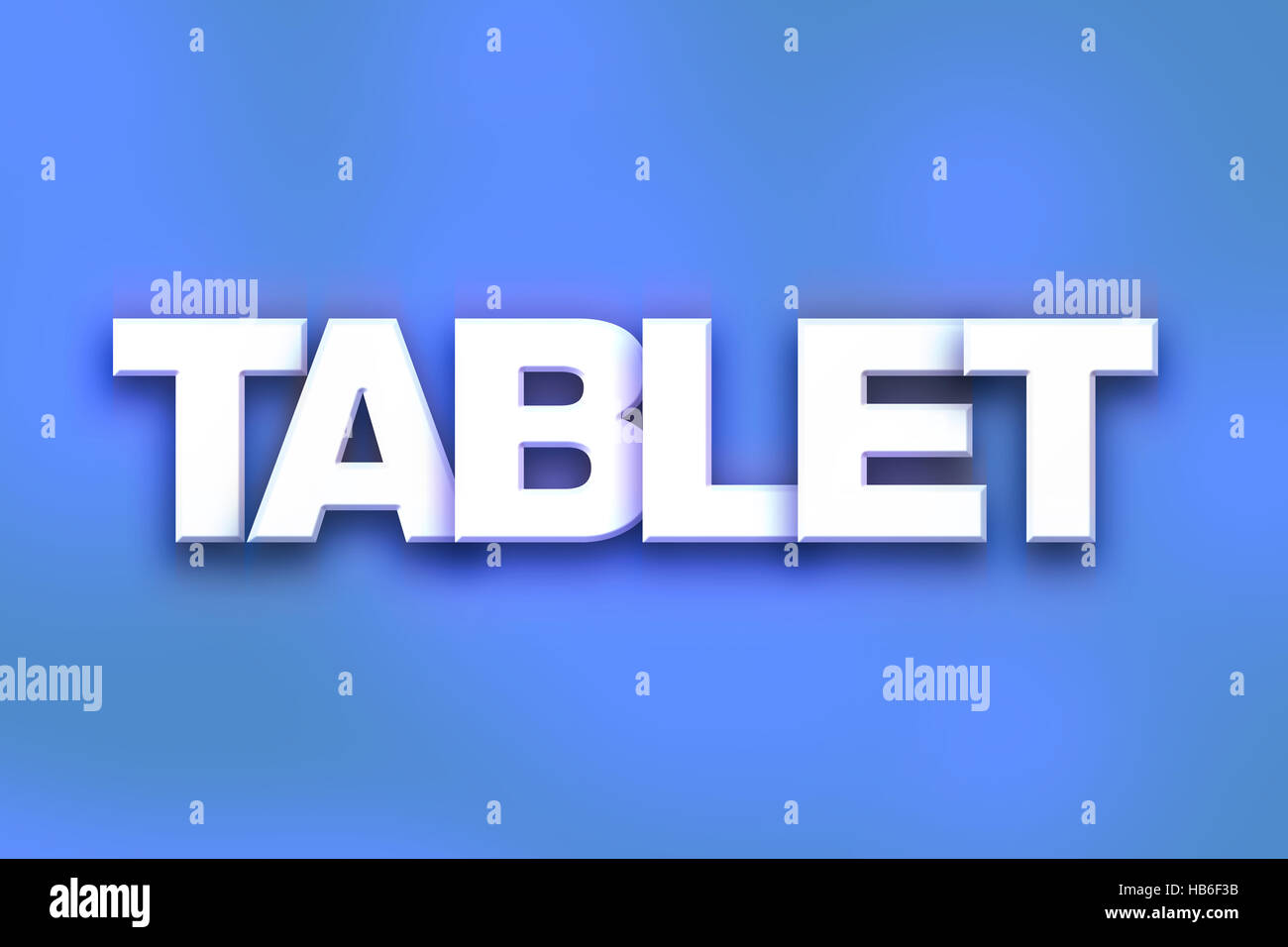 The word "Tablet" written in white 3D letters on a colorful background ...