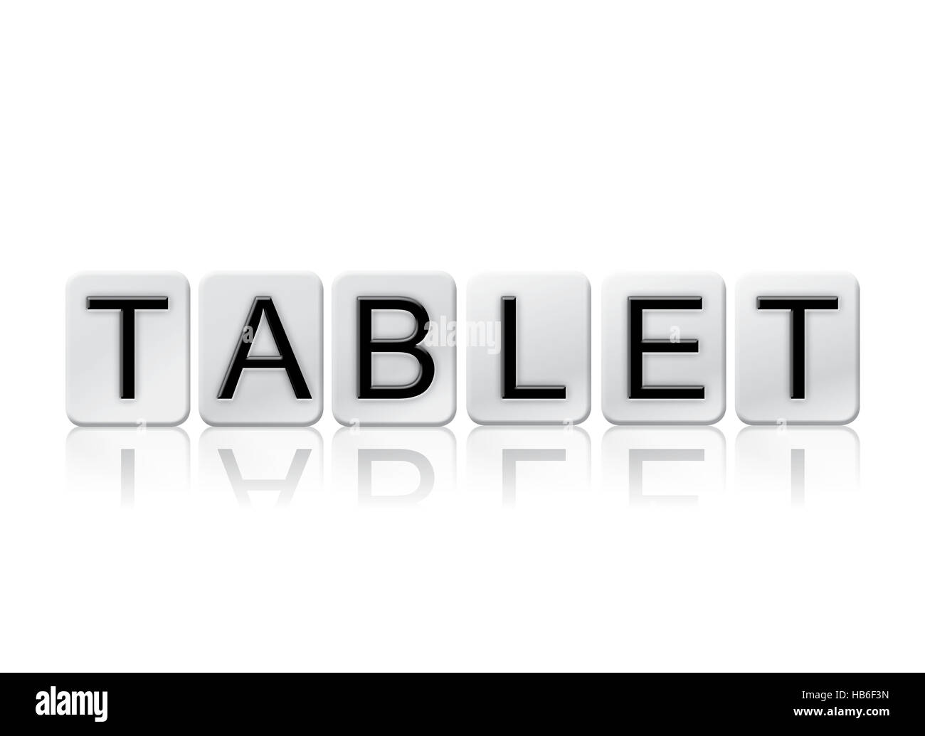 The word "Tablet" written in tile letters isolated on a white ...