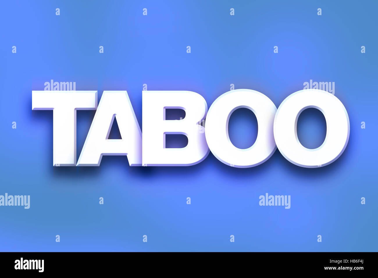 The word "Taboo" written in white 3D letters on a colorful background ...
