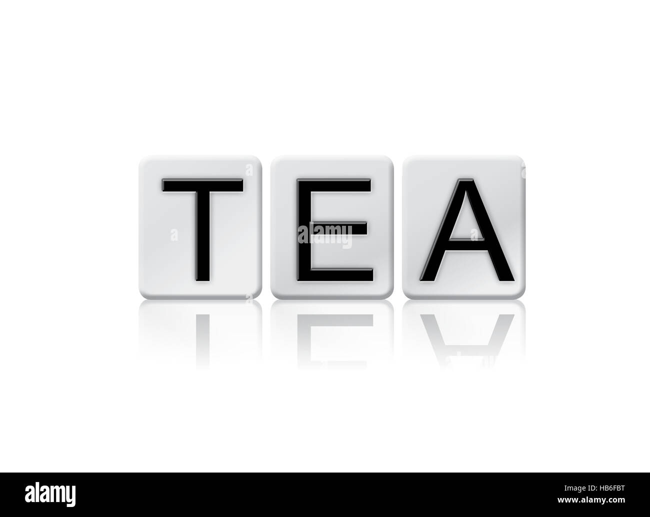 The word "Tea" written in tile letters isolated on a white background ...