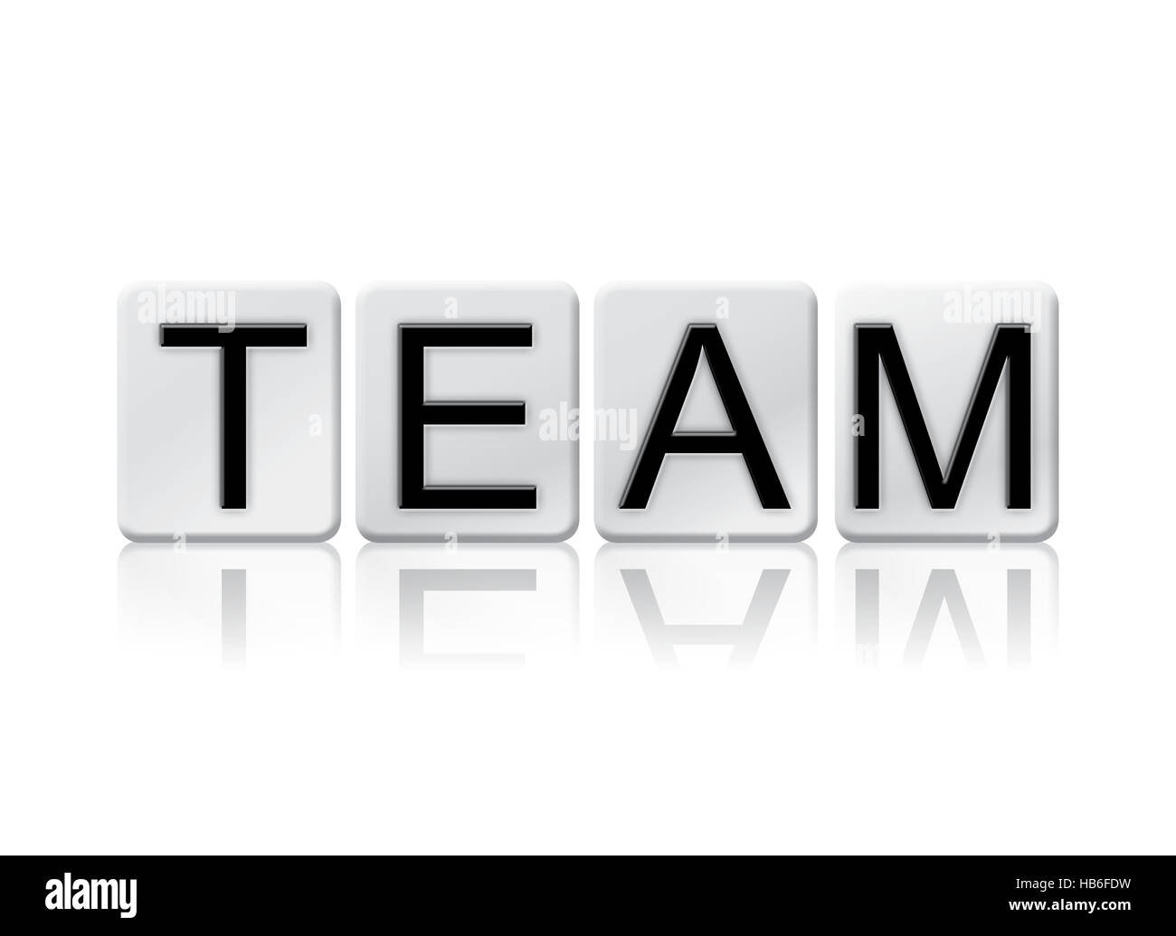 The word "Team" written in tile letters isolated on a white background ...