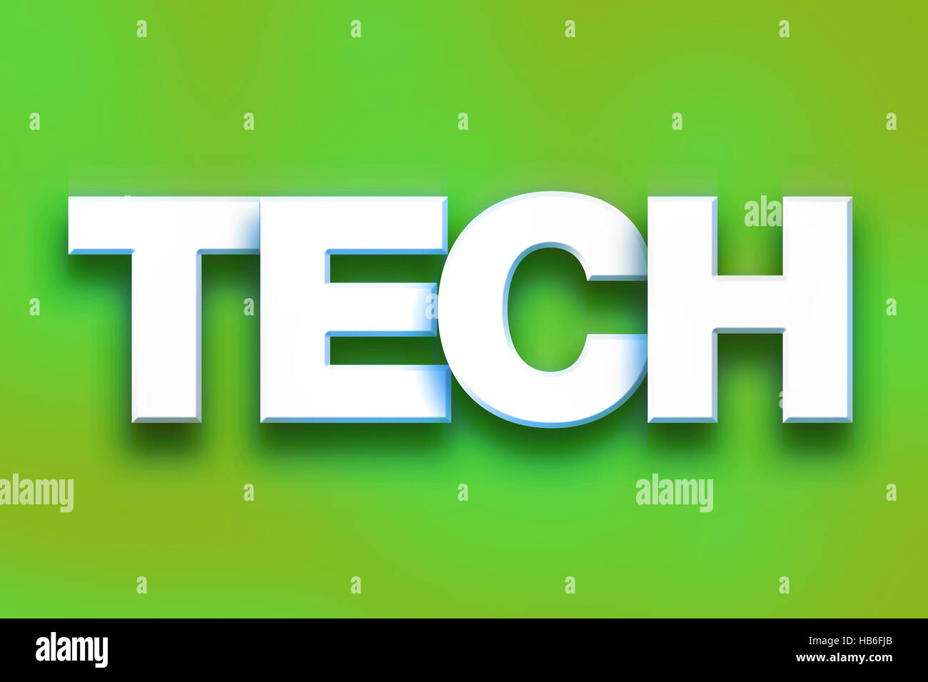 The word "Tech" written in white 3D letters on a colorful background ...