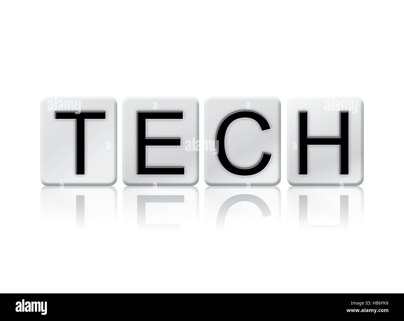 The word "Tech" written in tile letters isolated on a white background ...