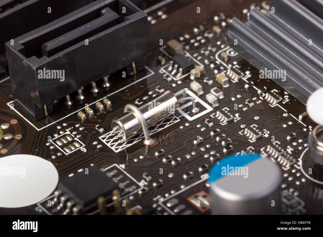 Electronics components on modern PC computer mainboard Stock Photo - Alamy