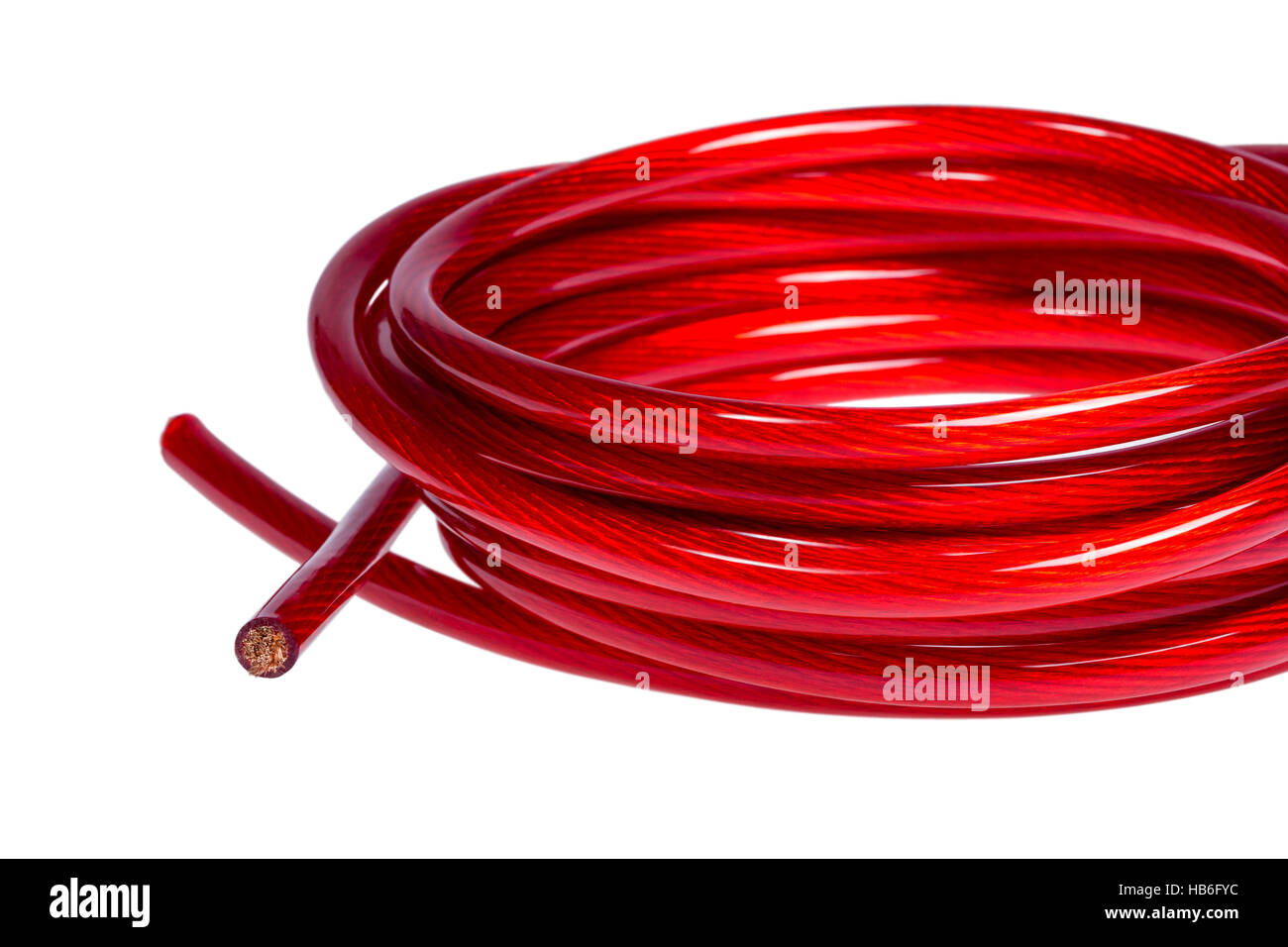 Electricity power cable isolated on white background Stock Photo - Alamy