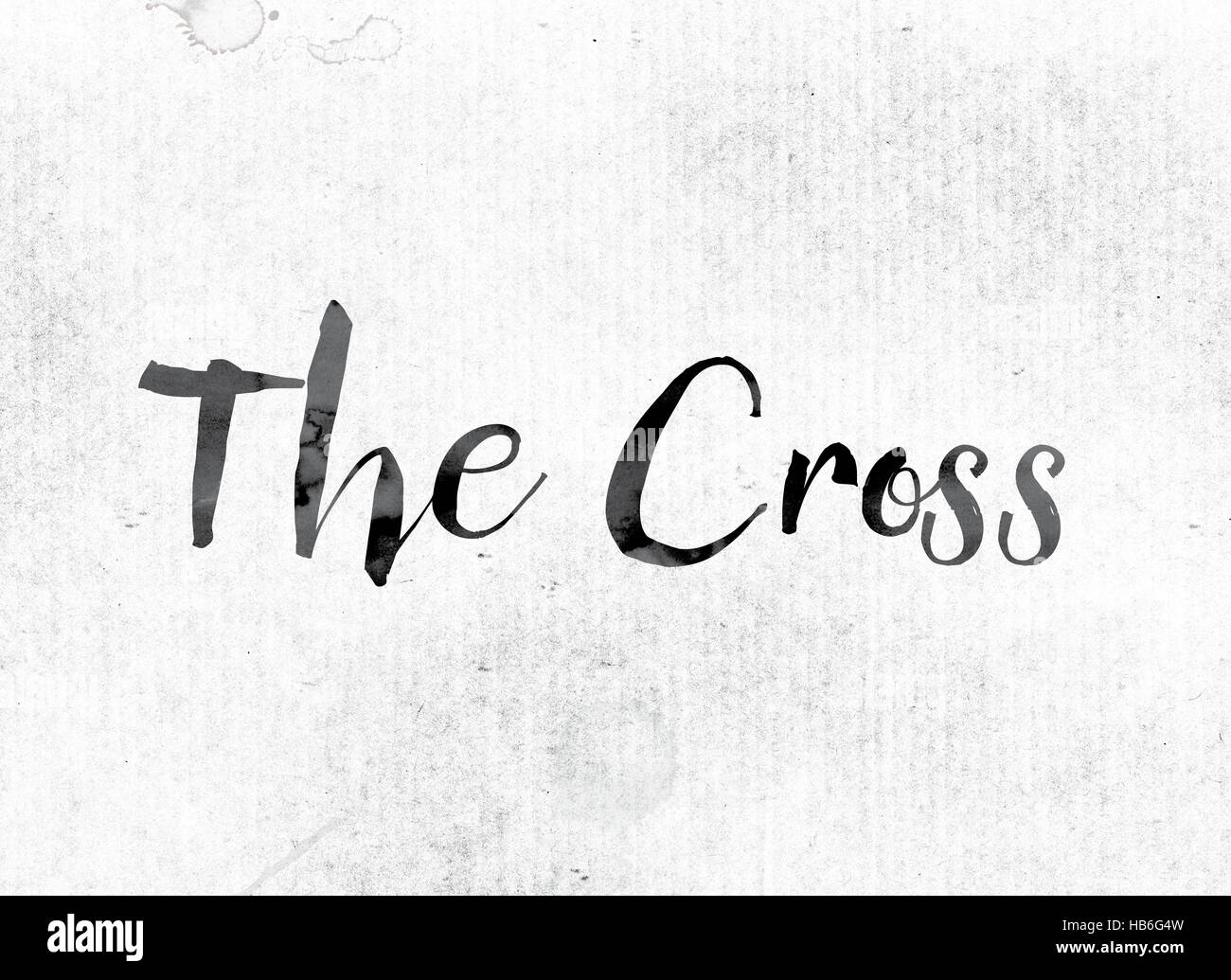 The word "The Cross" concept and theme painted in watercolor ink on a ...