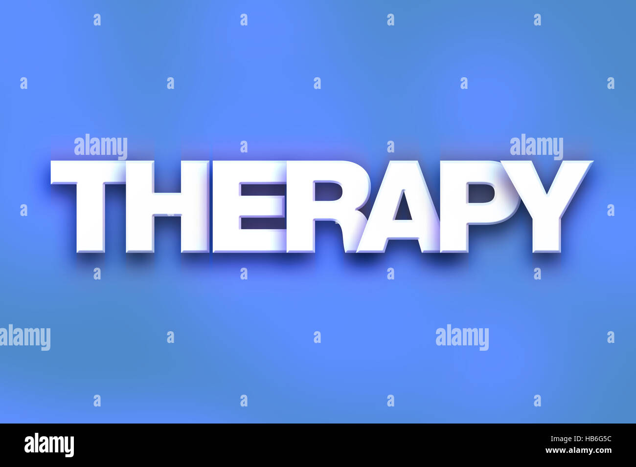 The word "Therapy" written in white 3D letters on a colorful background ...