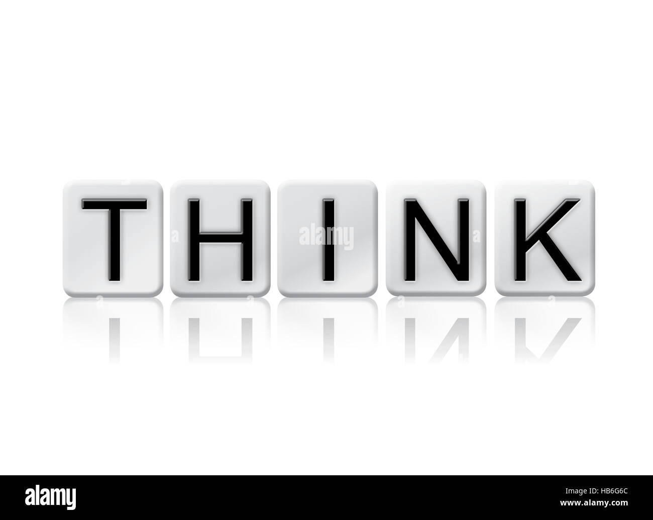 The word "Think" written in tile letters isolated on a white background ...