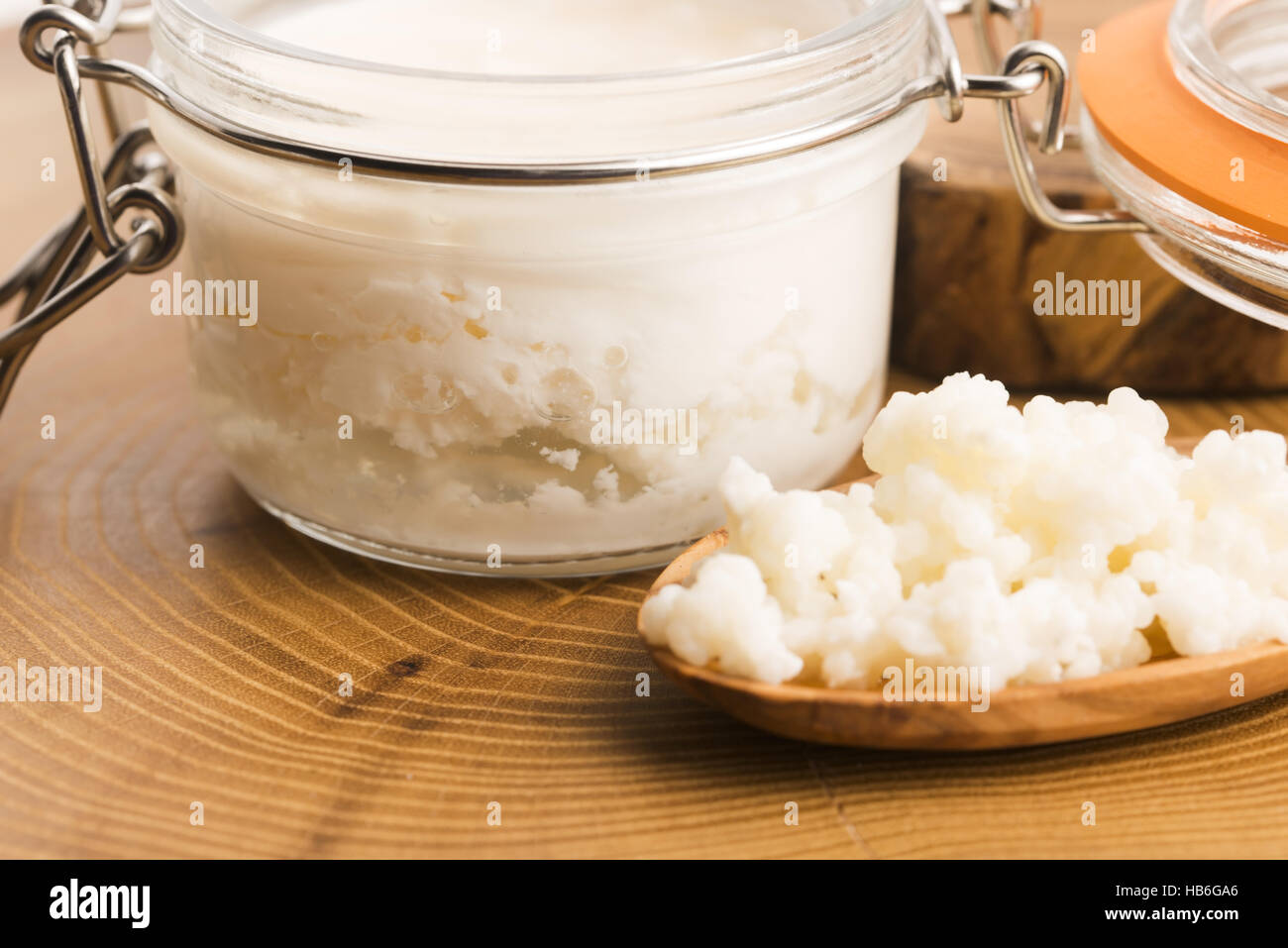 Organic probiotic milk kefir grains Stock Photo - Alamy
