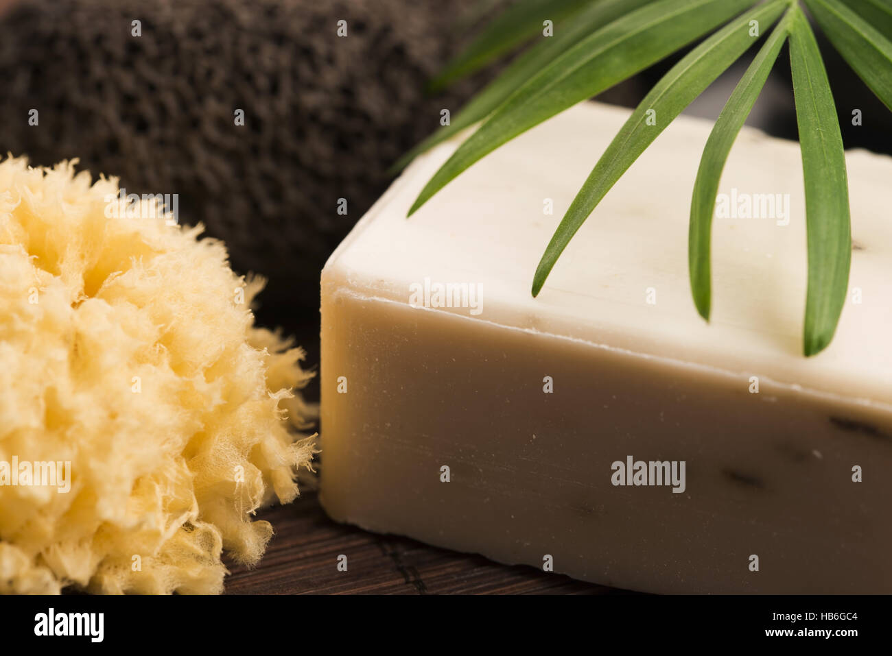 Spa setting with natural soap Stock Photo - Alamy