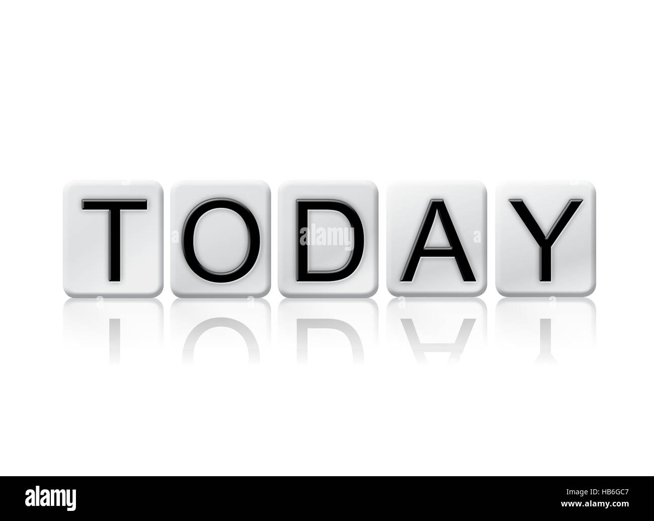 The word "Today" written in tile letters isolated on a white background ...