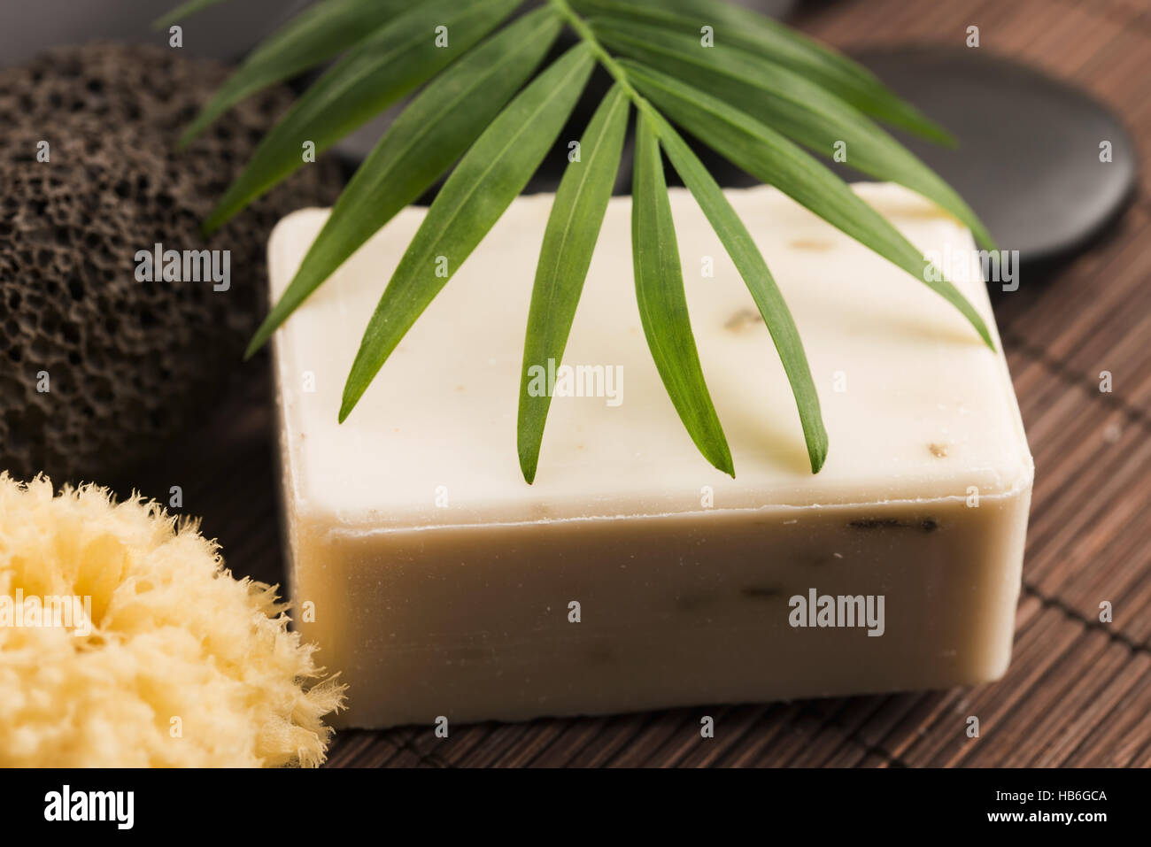 Spa setting with natural soap Stock Photo - Alamy