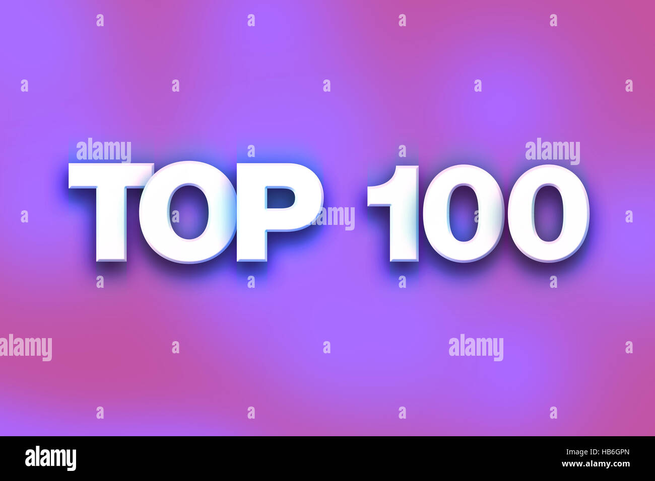 The word "Top 100" written in white 3D letters on a colorful background ...