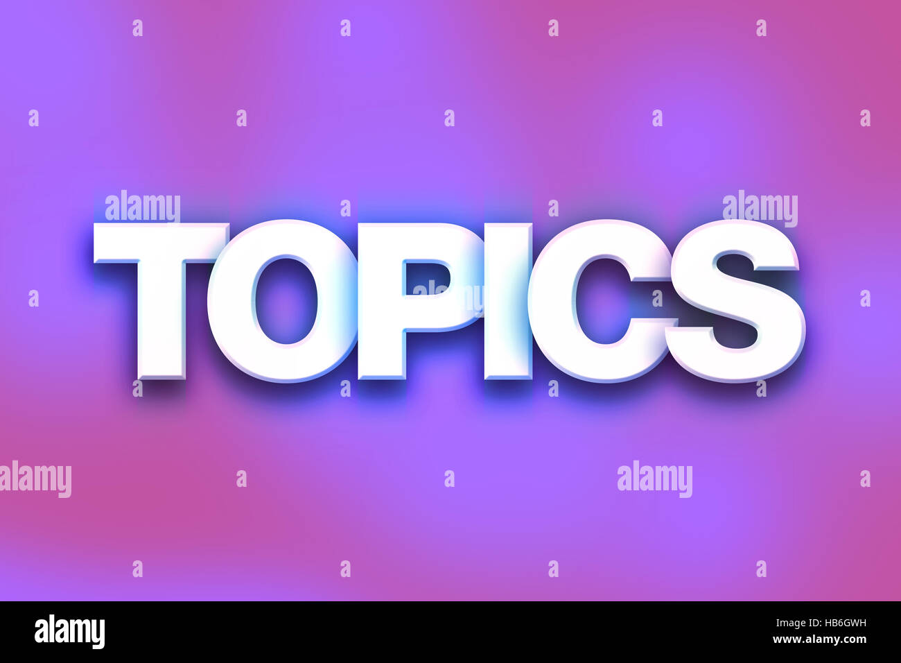 The word "Topics" written in white 3D letters on a colorful background ...