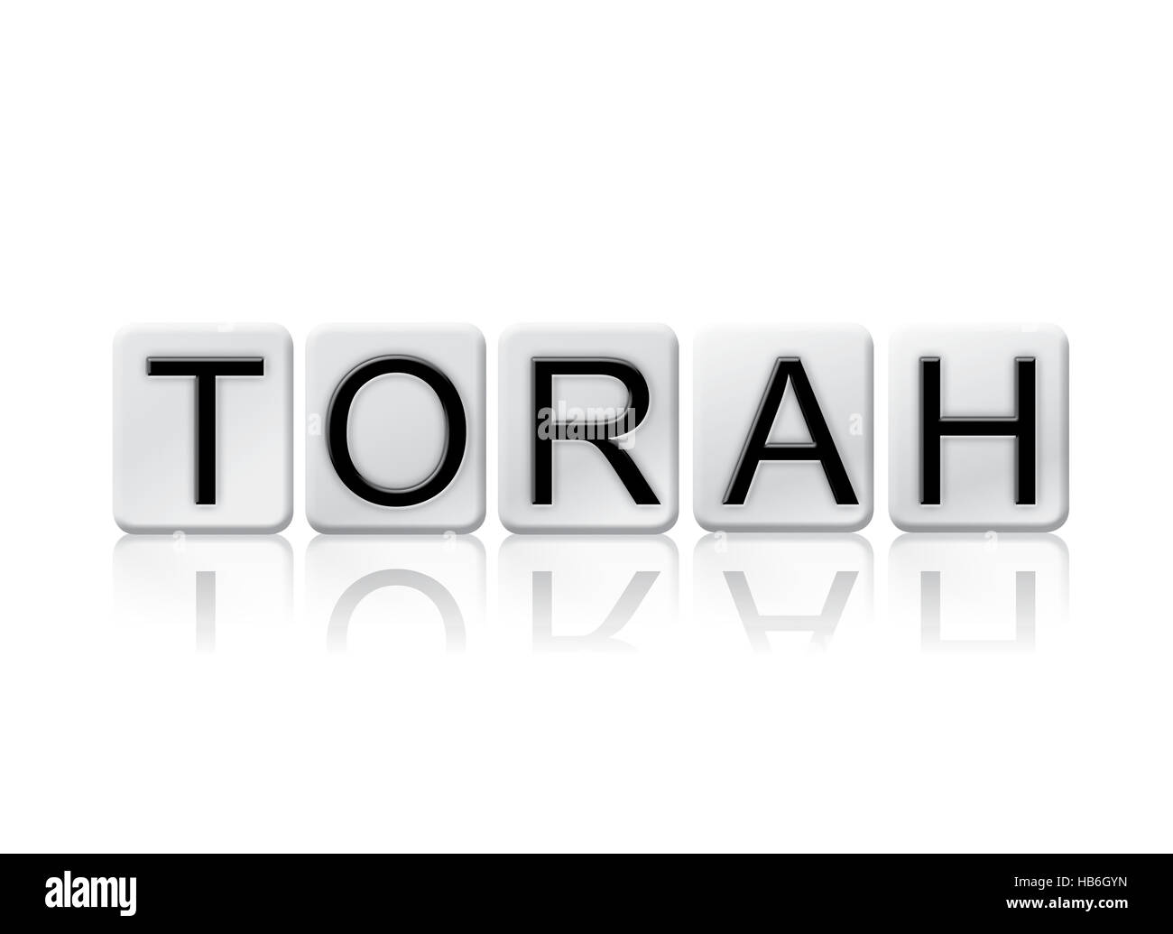 The word "Torah" written in tile letters isolated on a white background ...