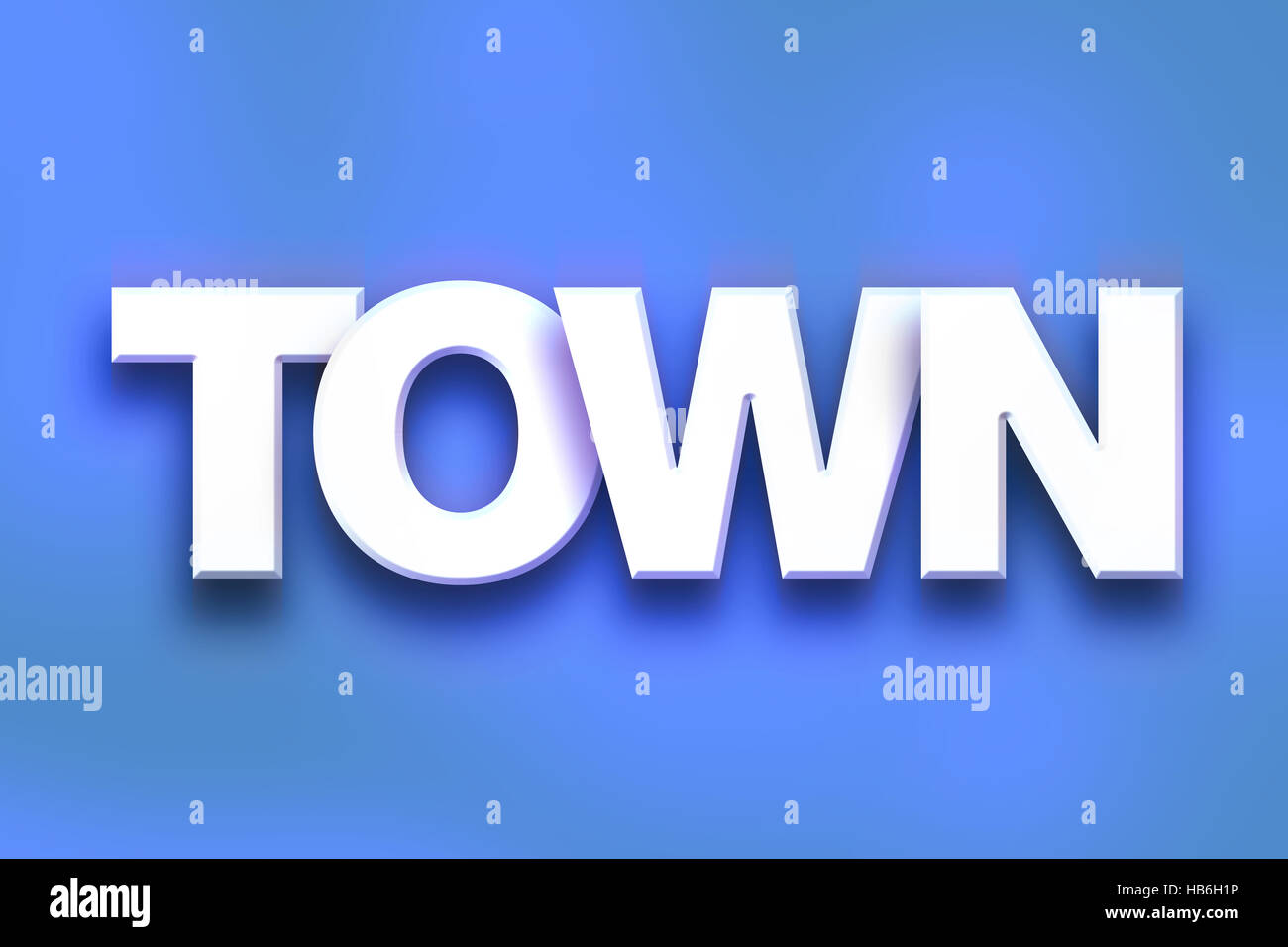 The word "Town" written in white 3D letters on a colorful background ...