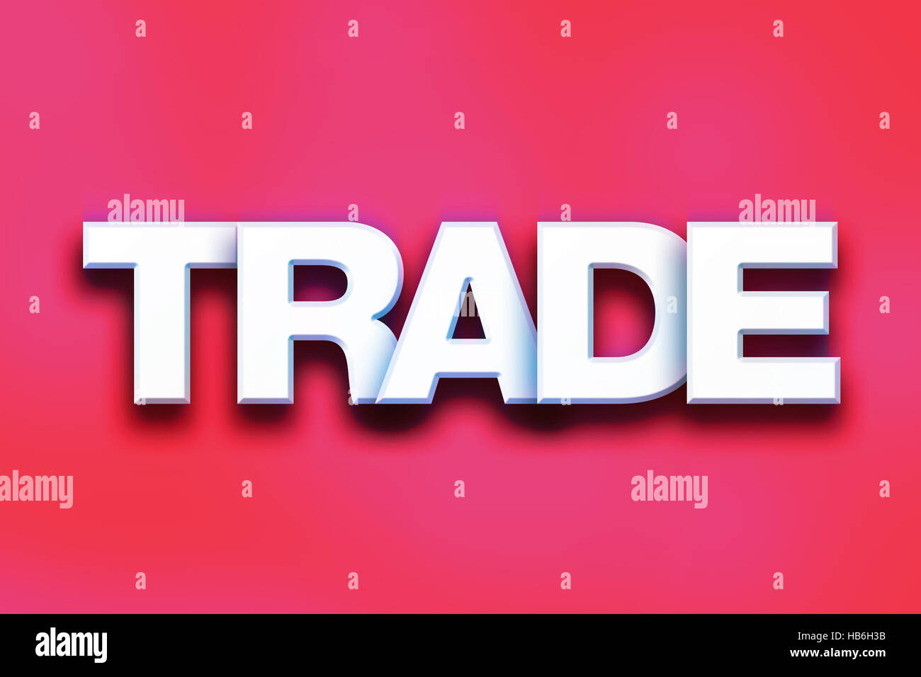 The word "Trade" written in white 3D letters on a colorful background ...
