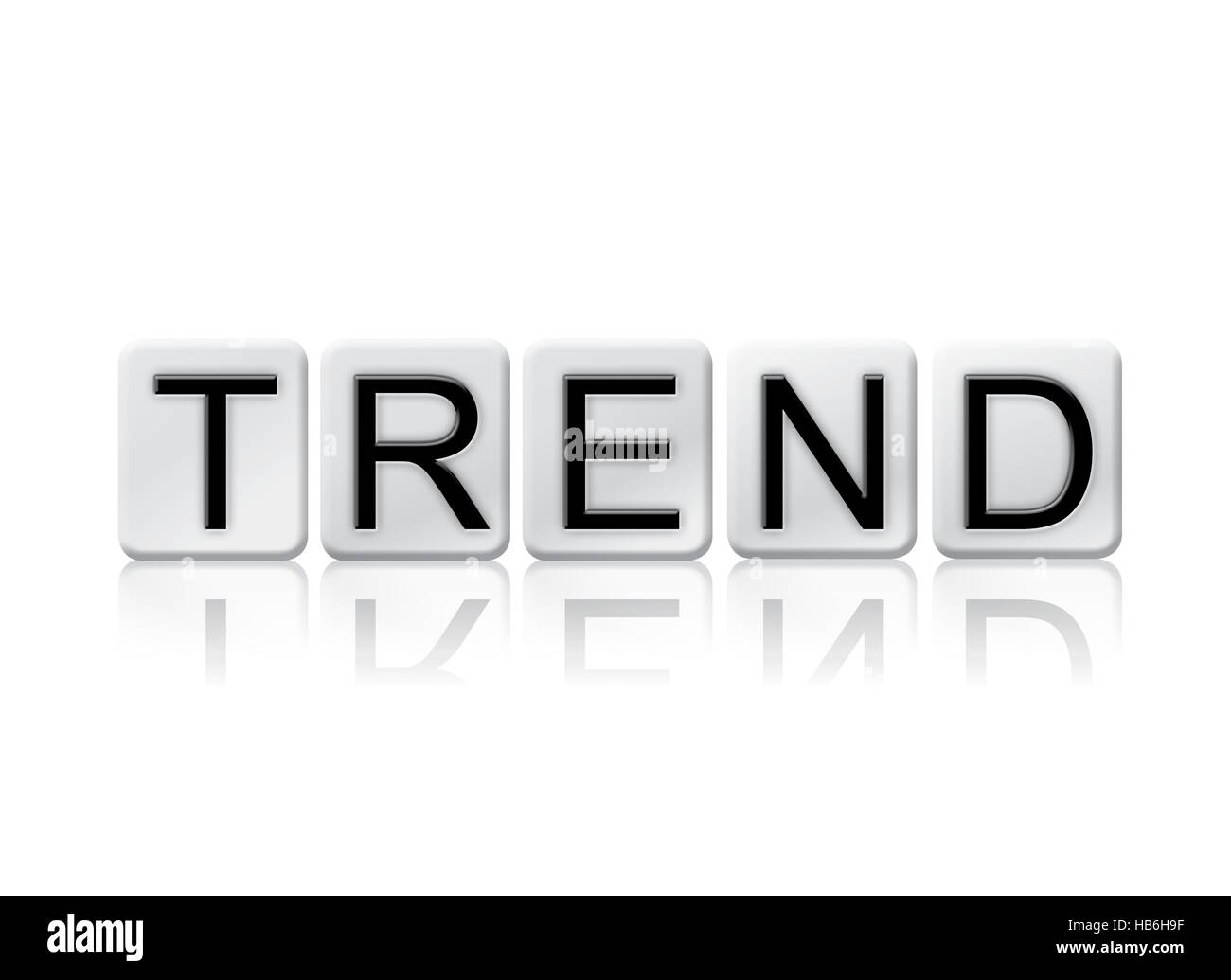 The word "Trend" written in tile letters isolated on a white background ...