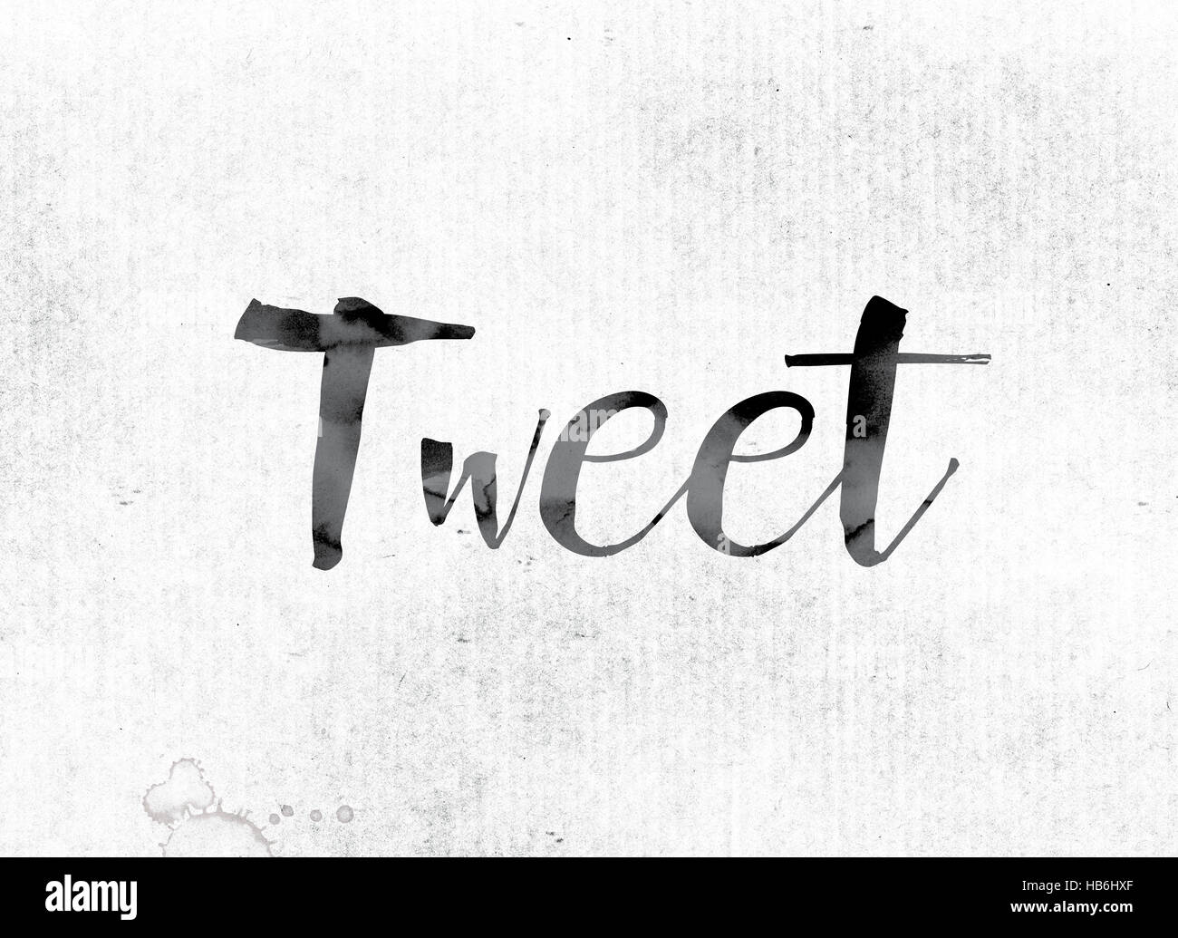 The word "Tweet" concept and theme painted in watercolor ink on a white ...