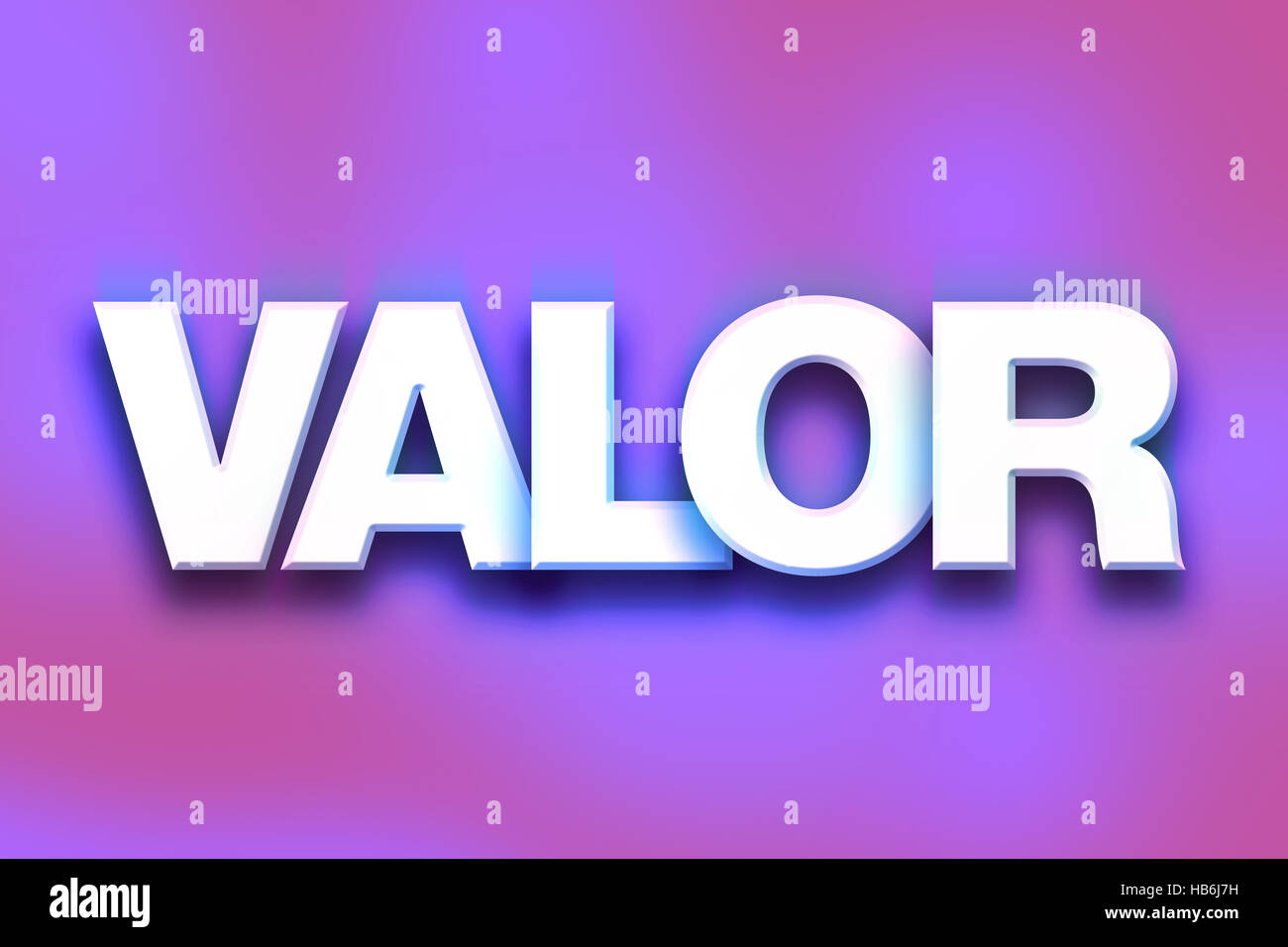 The word "Valor" written in white 3D letters on a colorful background ...