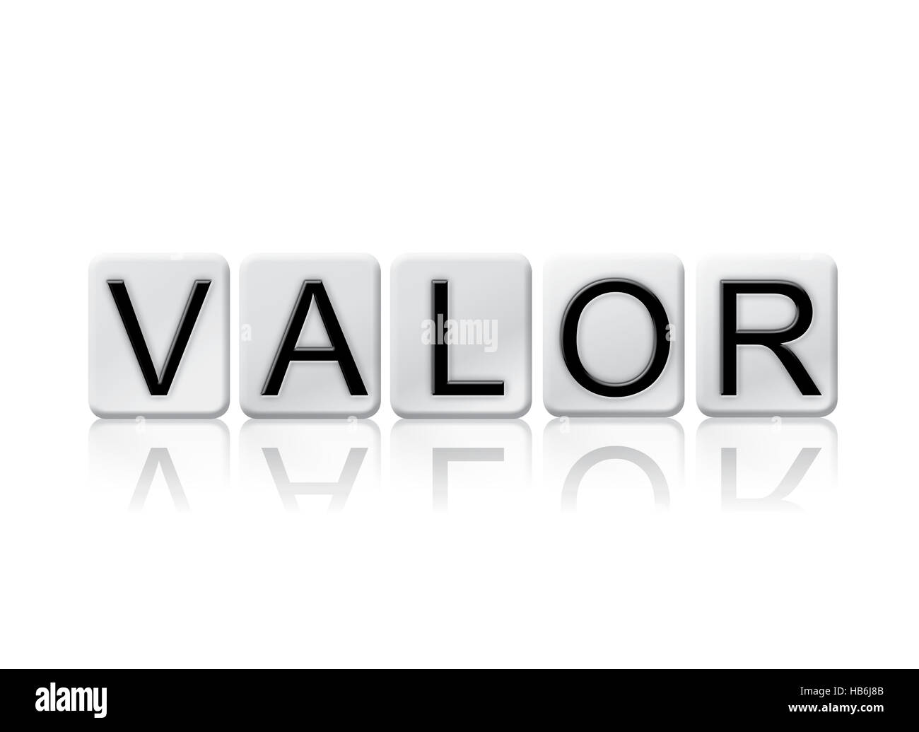 The word "Valor" written in tile letters isolated on a white background ...