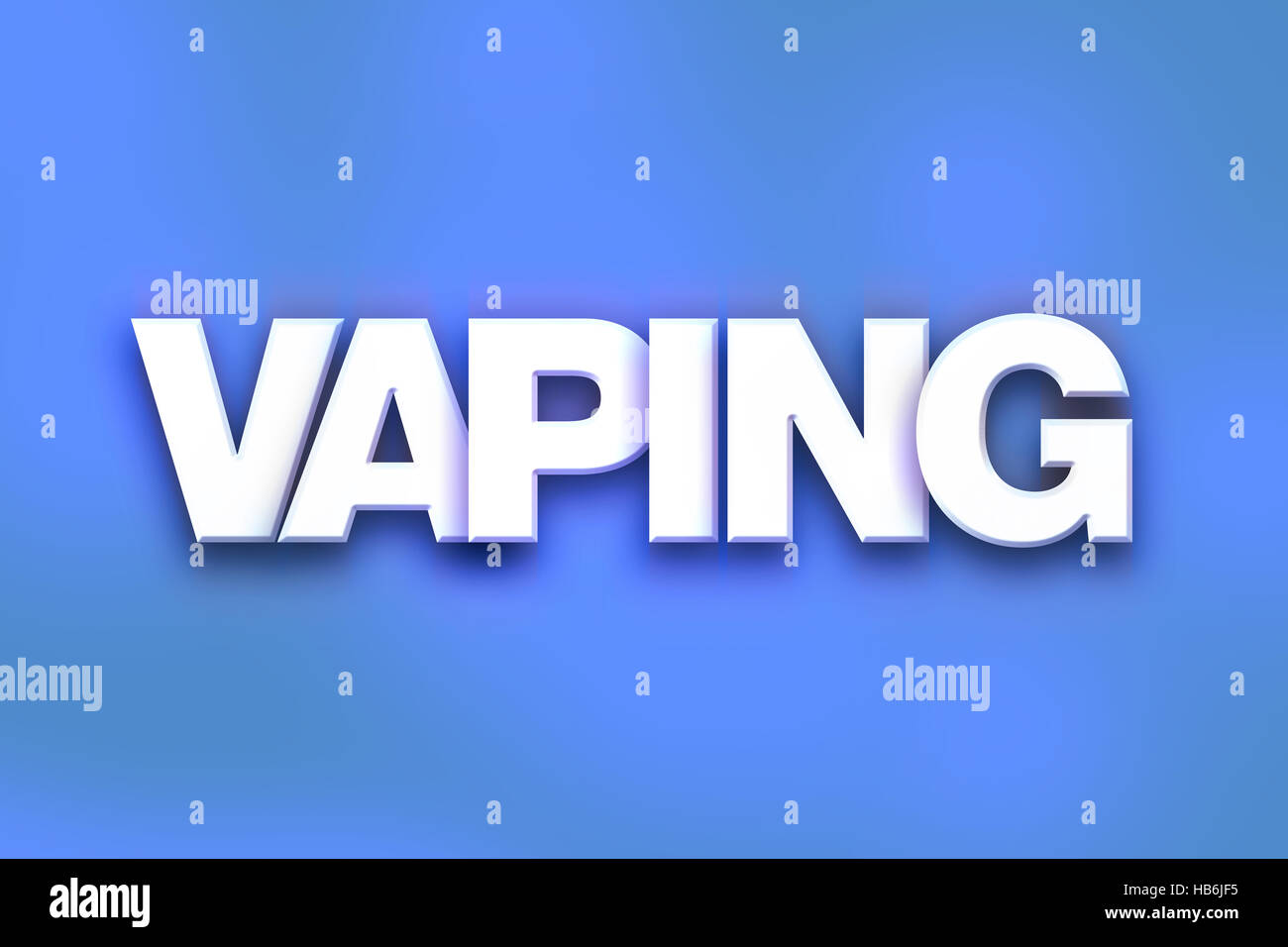 The word "Vaping" written in white 3D letters on a colorful background ...