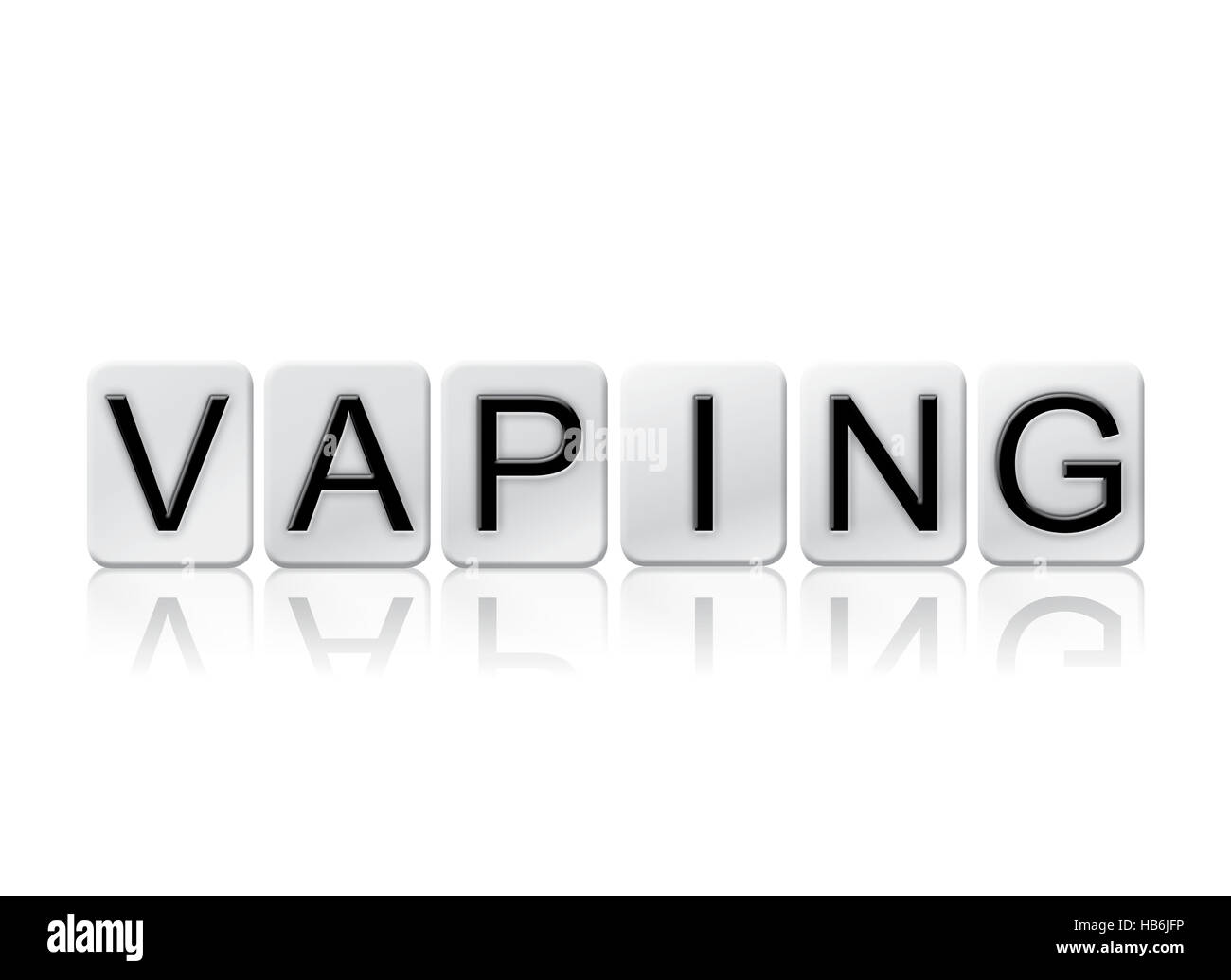 The word "Vaping" written in tile letters isolated on a white ...