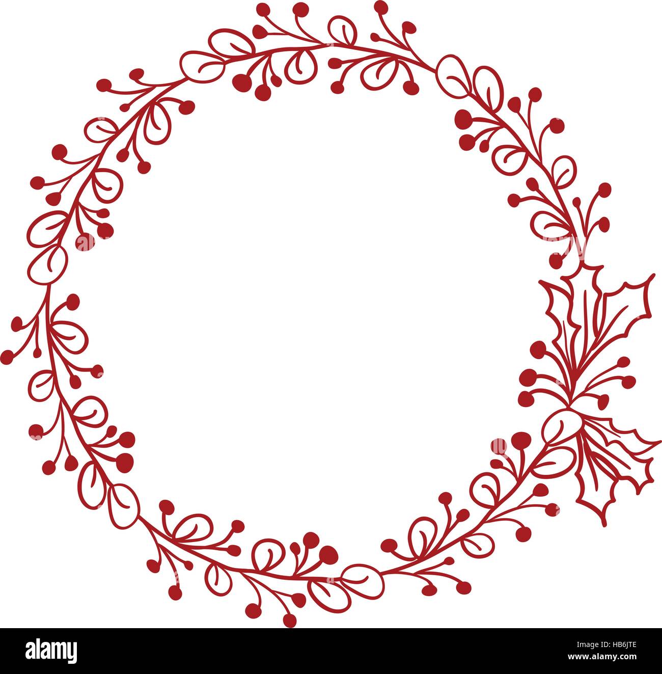 red round frame of leaves isolated on white background. Vector ...